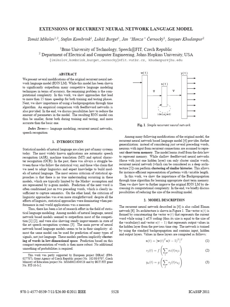09 - Extensions of Recurrent Neural Network Language Model | PDF | Artificial Neural Network ...