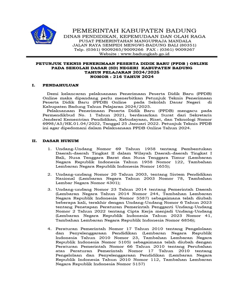 Juknis PPDB SD, 2024 | PDF