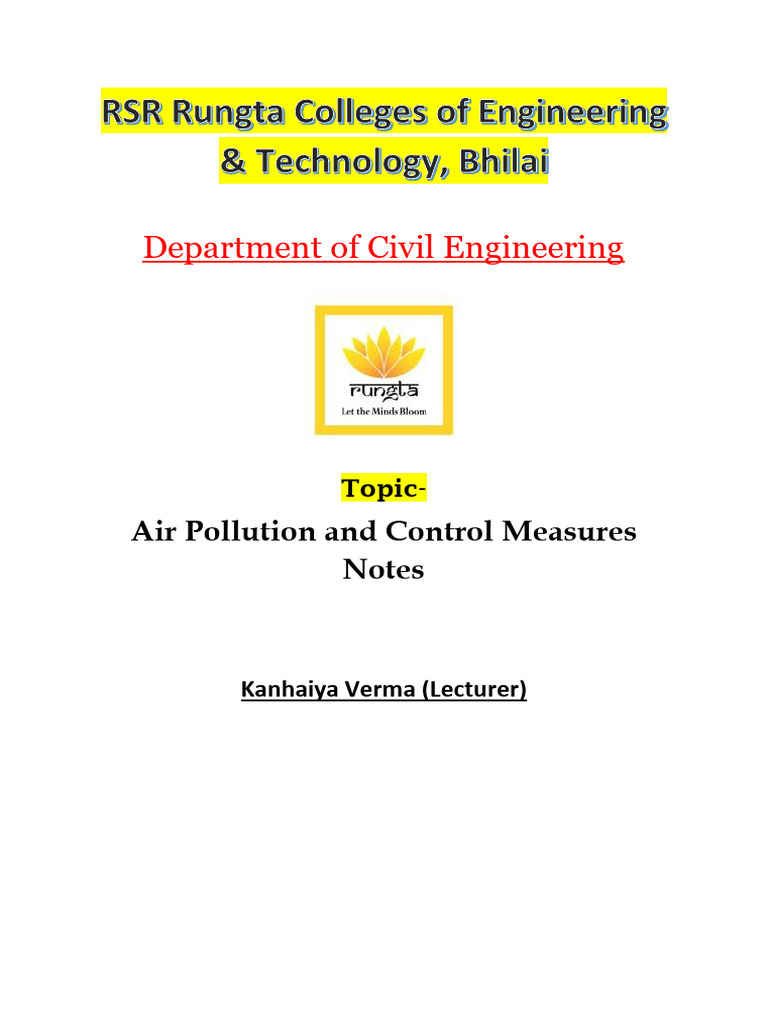 Air Pollution and Control Measures Note by Kanhaiya Sir | PDF