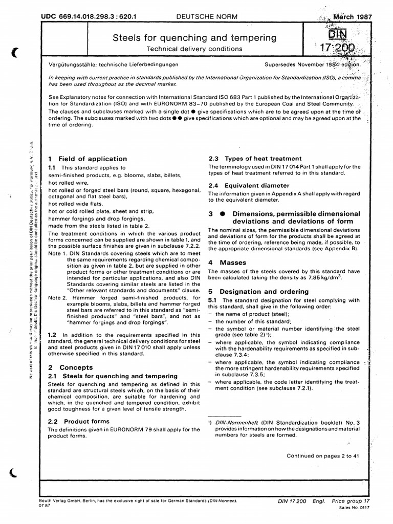 DIN 17200 1987 | PDF | Industrial Processes | Metalworking