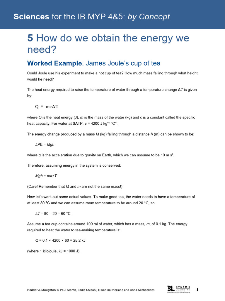 Energy Calculation for Heating Tea | PDF | Teaching Methods & Materials