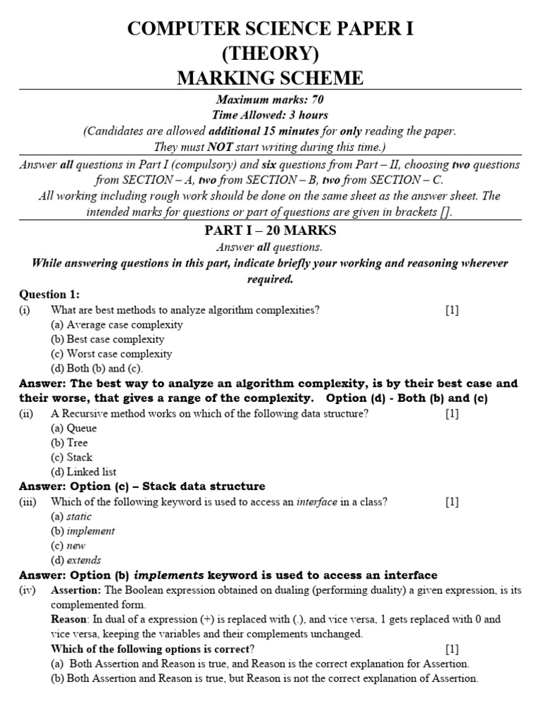 Computer Science Paper Xii 2024 Marking Scheme Pdf Method Computer Programming 5983