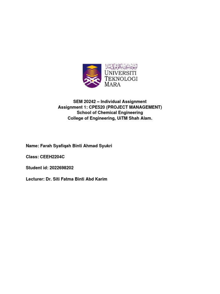 Assignment - 1 - (CPE520) - 20242 - FARAH SYAFIQAH (2022698202 | PDF | Organizational Structure ...