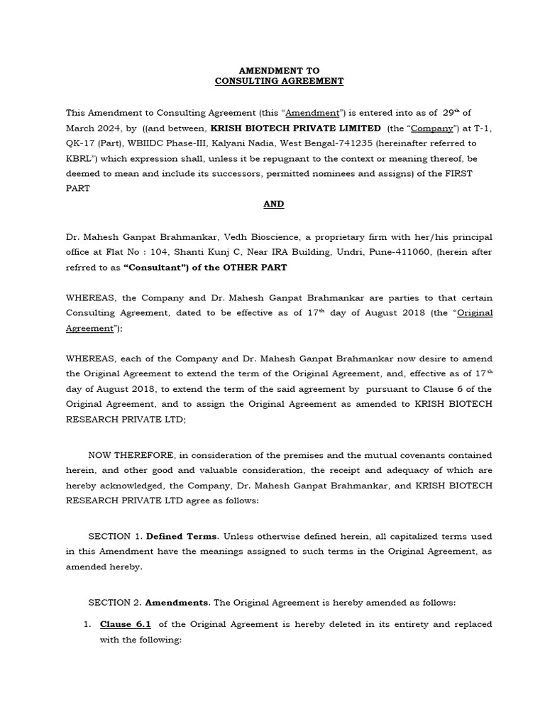 Amendment To Agreemnt | PDF | Common Law | Justice