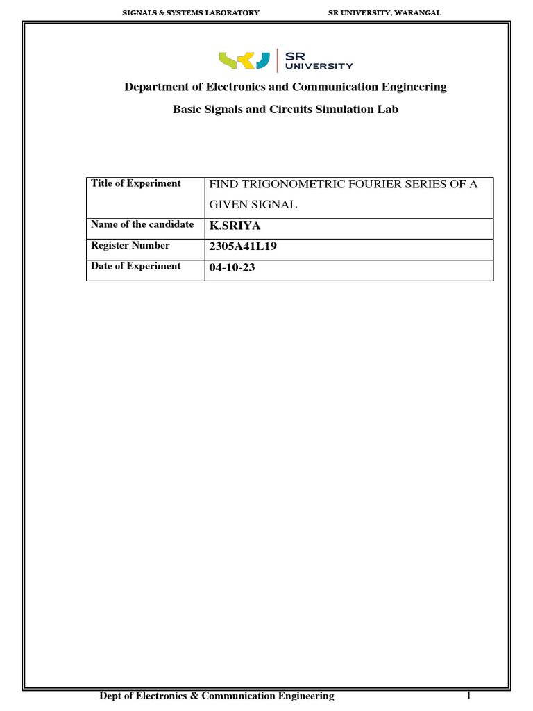 Experiment 7 K.sriyA-2305A41L19 | PDF | Electronic Engineering | Electronics