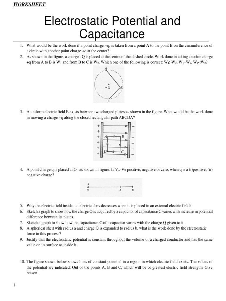 WS_Electrostatic_Potential_and_Capacitance | PDF | Electricity | Electrical Engineering