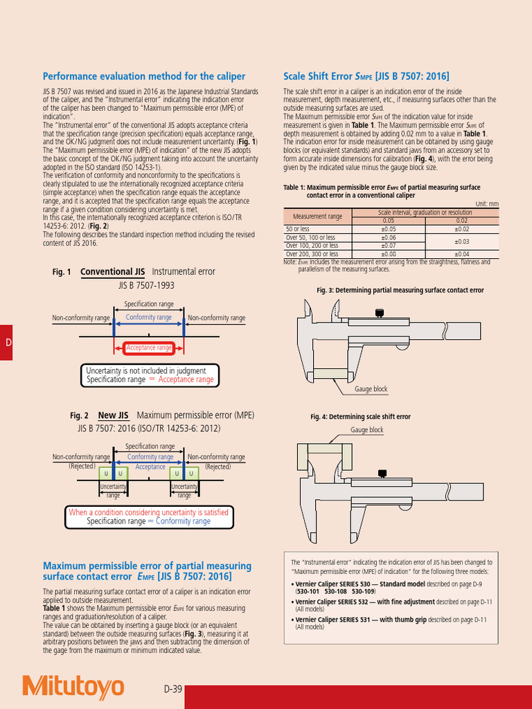 Scale Shift Error S (JIS B 7507: 2016) Performance Evaluation Method For The Caliper | PDF ...