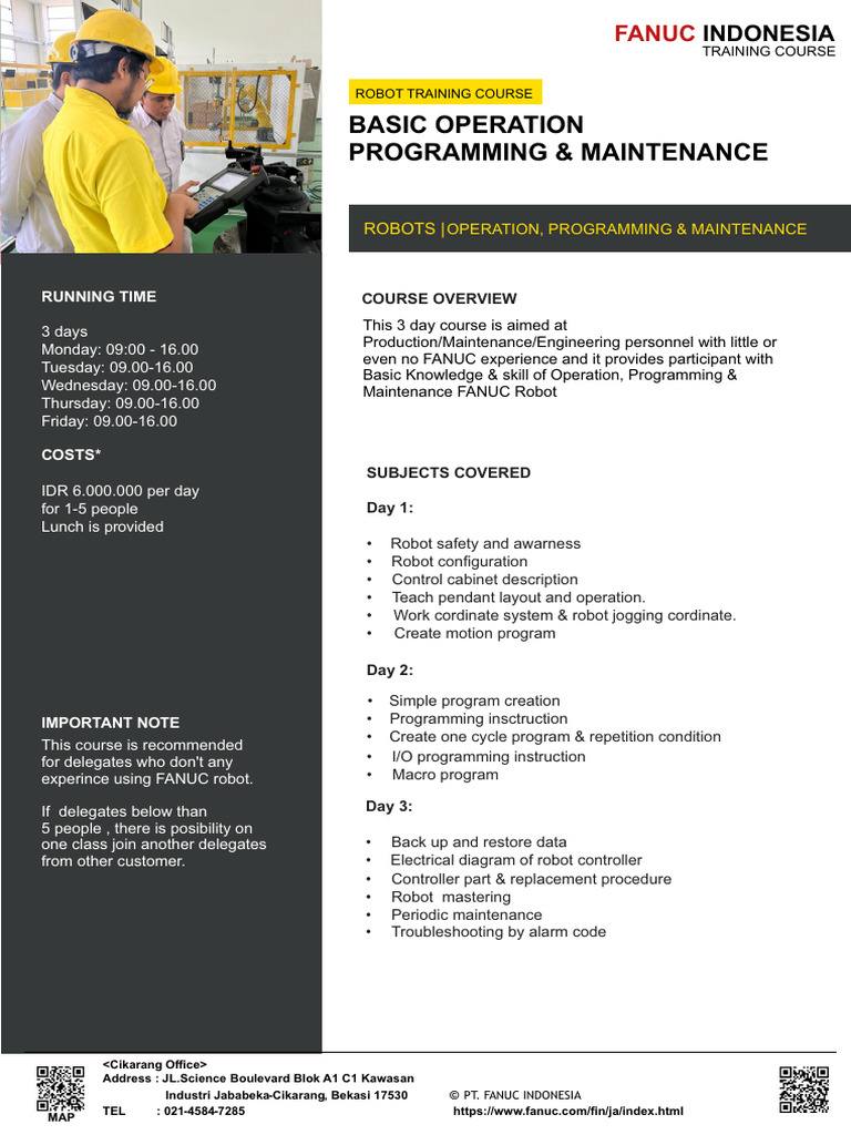 FANUC Robot Training Course Overview | PDF | Automation | Robotics
