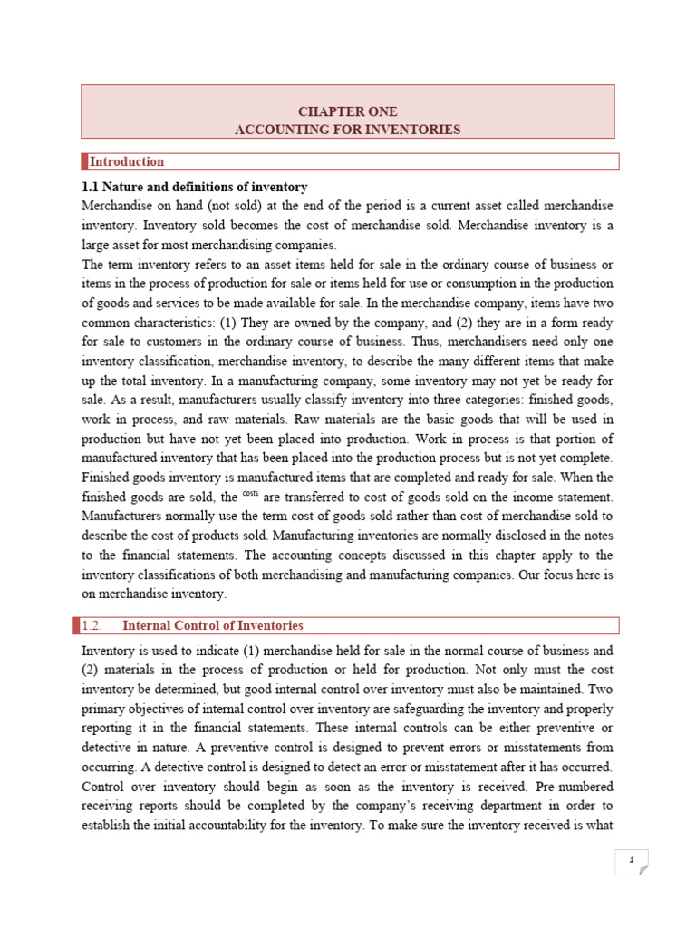 ch1: Introduction | PDF | Cost Of Goods Sold | Inventory