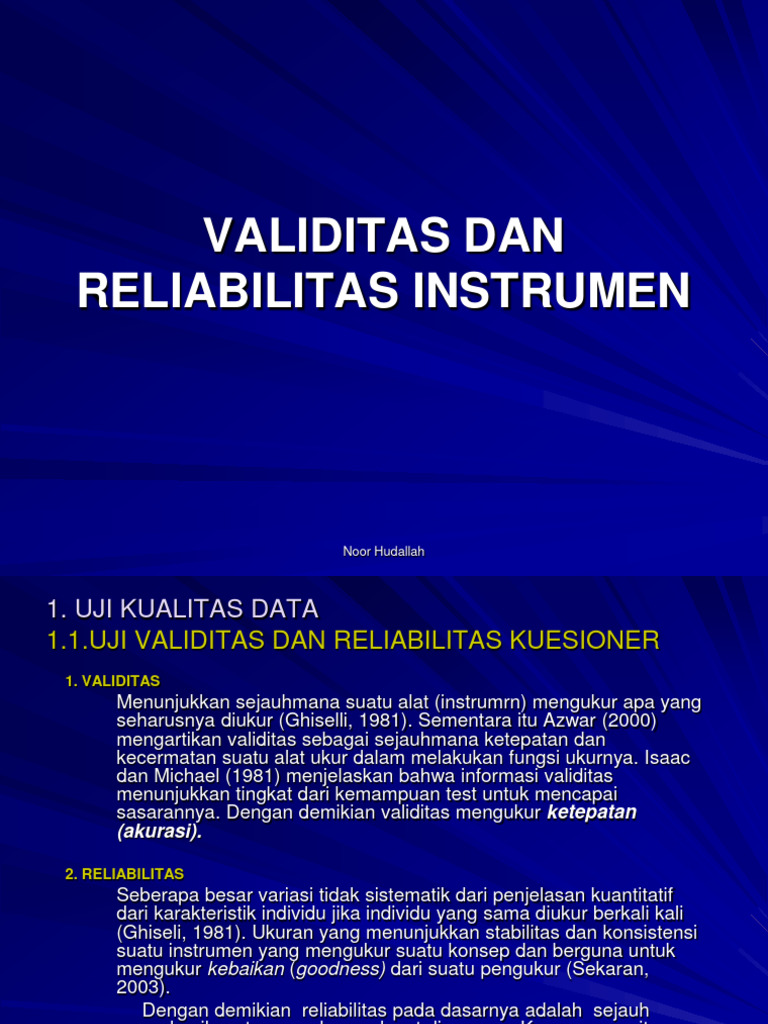 Validitas Dan Reliabilitas Instrumen | PDF