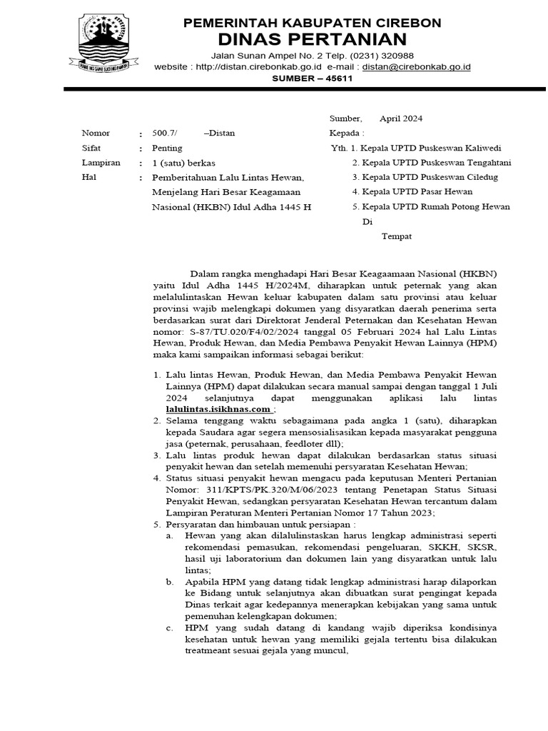 Draft Surat Lalin HPM 2024 | PDF