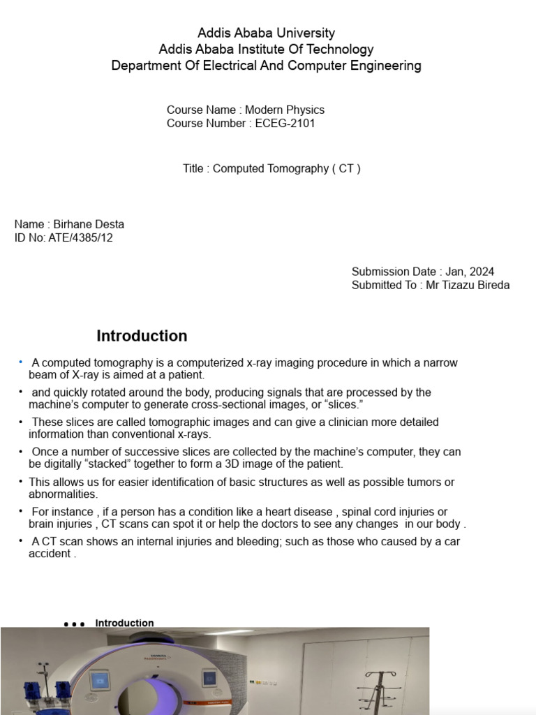 Computed Tomography.. Presentation | PDF | Ct Scan | X Ray