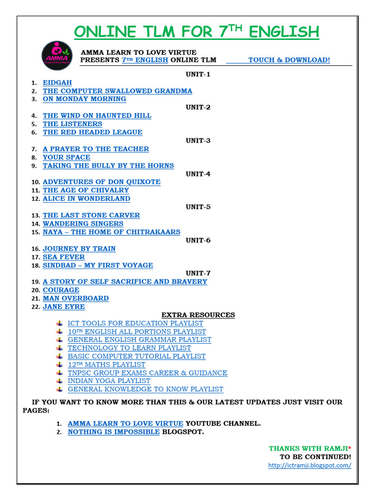 Online TLM For 7TH Eng by Ramji | PDF
