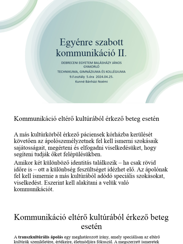 EgyÃ©nre Szabott kommunikÃ¡ciÃ II | PDF