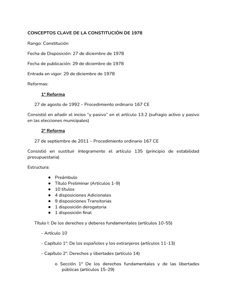 Conceptos Clave de La Constitución de 1978 | PDF | Justicia | Crimen y ...