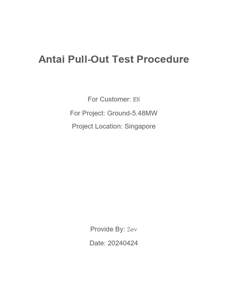Antai Pull - Out - Test Procedure - EN-20240424 | Download Free PDF ...