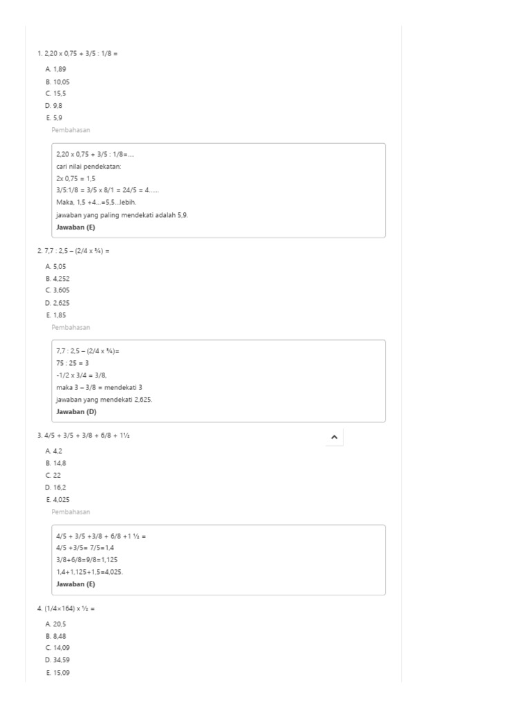 Soal dan Pembahasan Tes Numerik CPNS | PDF