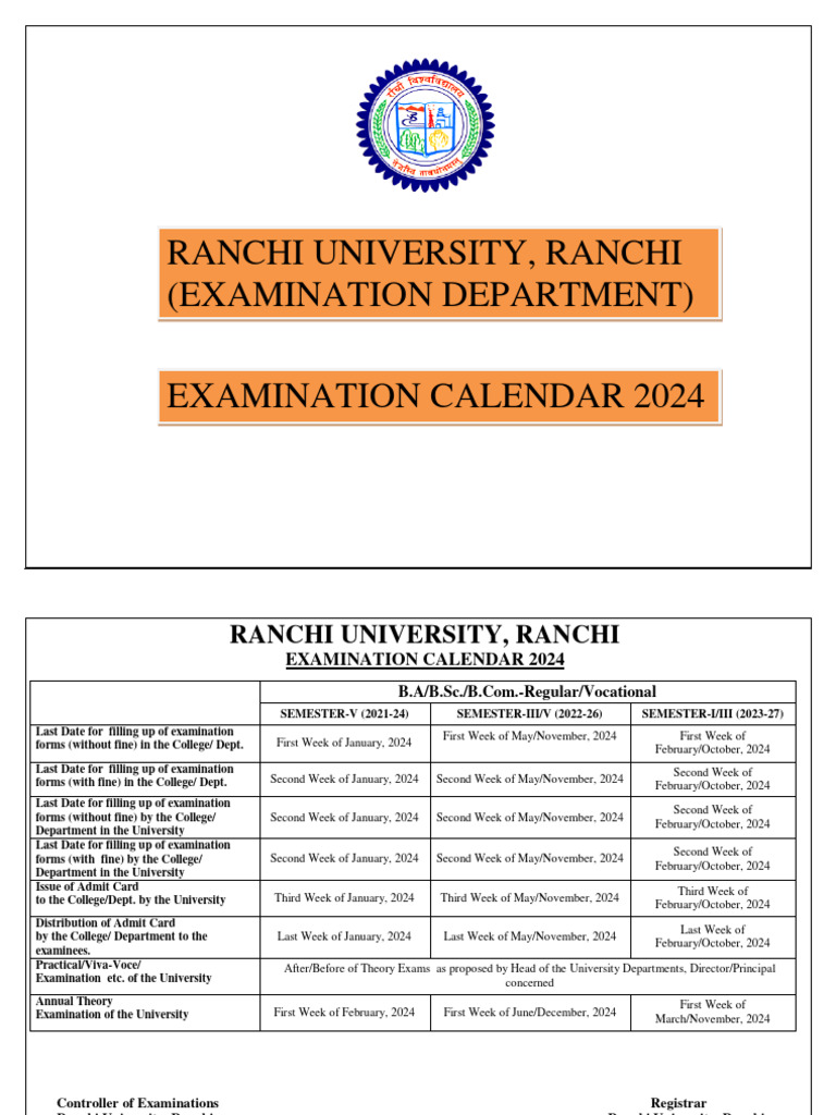 Examination Calender 2024 | PDF | Educational Assessment And Evaluation ...