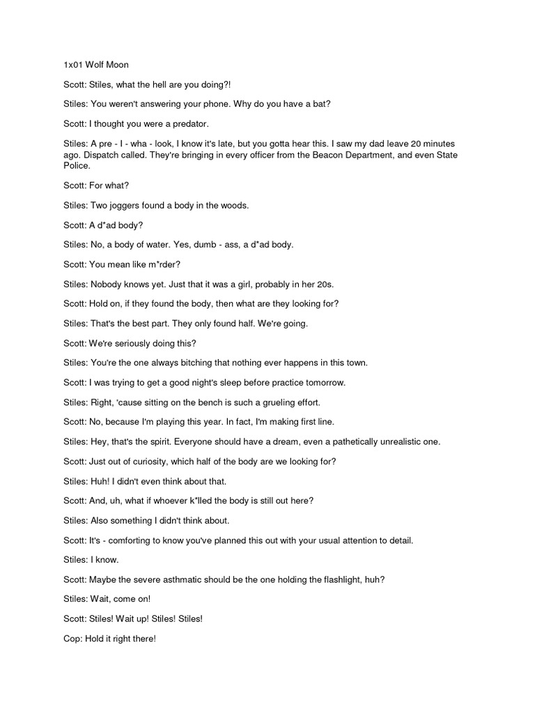 Teen Wolf Scripts | PDF | Mystery, Thriller & Crime Fiction