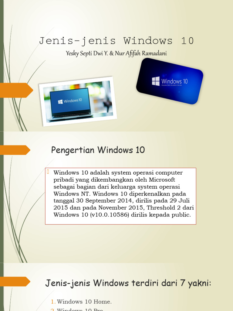 Jenis-Jenis Windows 10 | PDF | Komputer