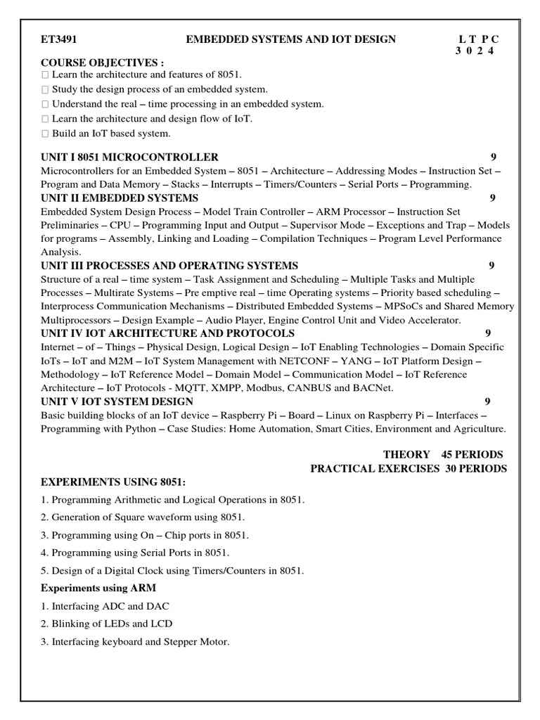 ET3491 Embedded Systems Lab Manual | PDF | Embedded System | Internet ...