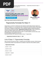 Class 11 Maths Formula Sheet | PDF | Complex Number | Trigonometric ...
