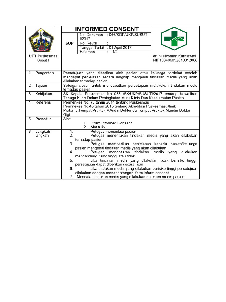 SOP Informed Consent | PDF
