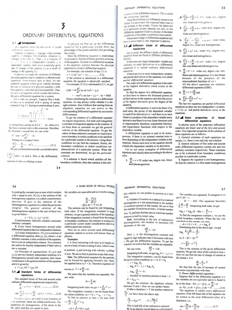Differential Equations Overview | PDF | Ordinary Differential Equation | Equations