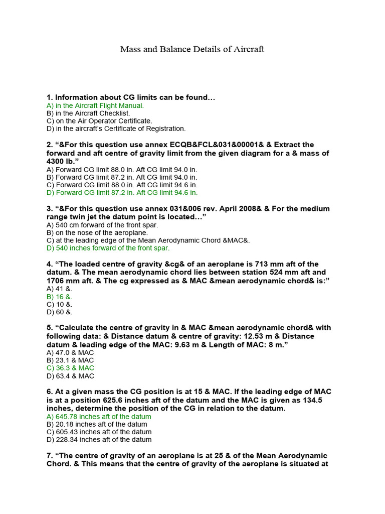 04mass and Balance Details of Aircraft | PDF | Vehicle Design | Transport