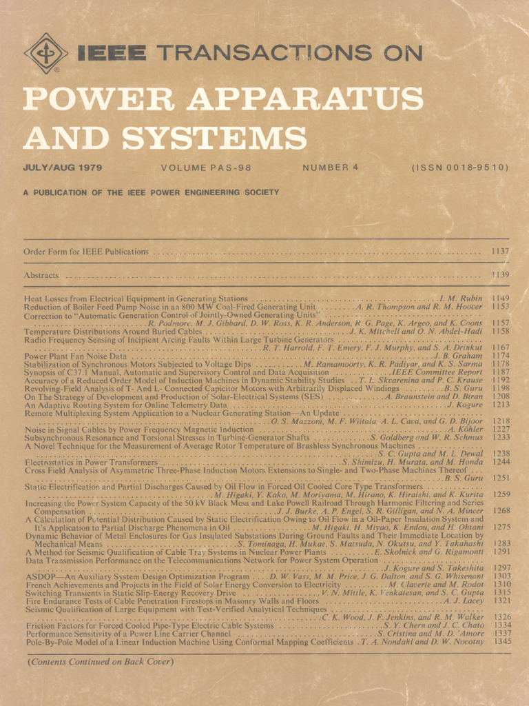 Ieee Transactions On Power Apparatus and Systems Table of Conte 1979 | Download Free PDF ...