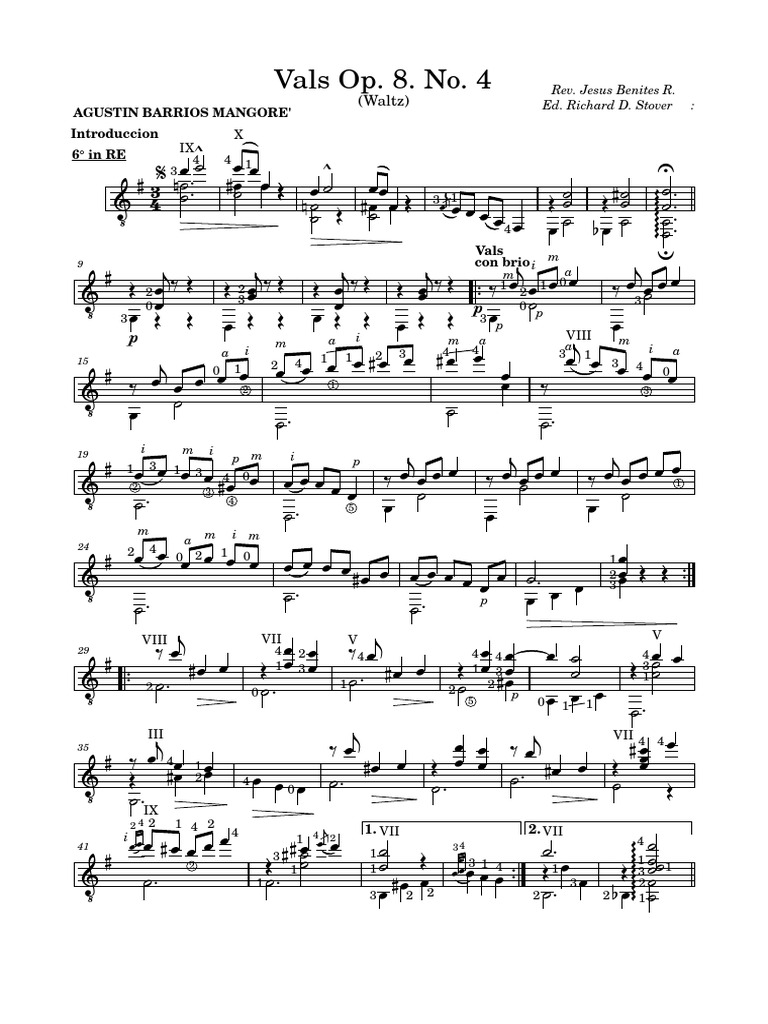 Barrios Vals - Op. - 8, - No, - 4 Bis | PDF