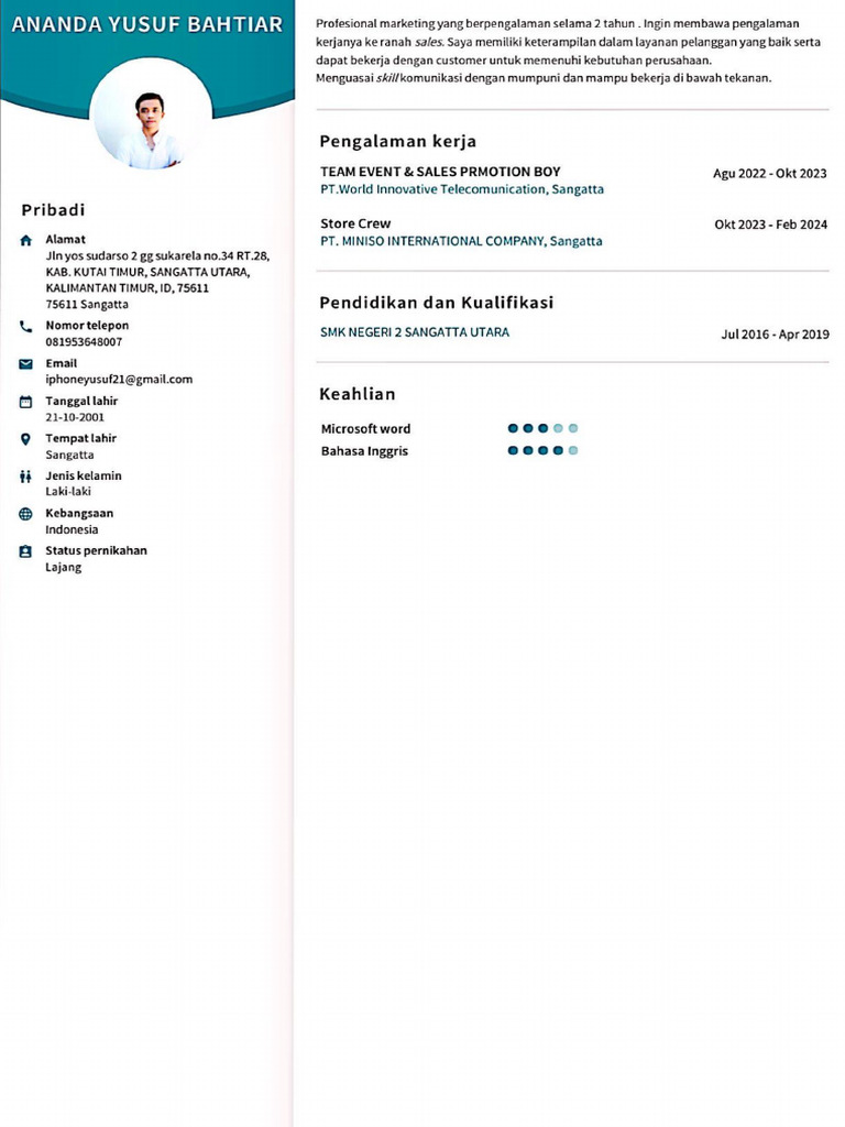 Data Diri Yusuf | PDF