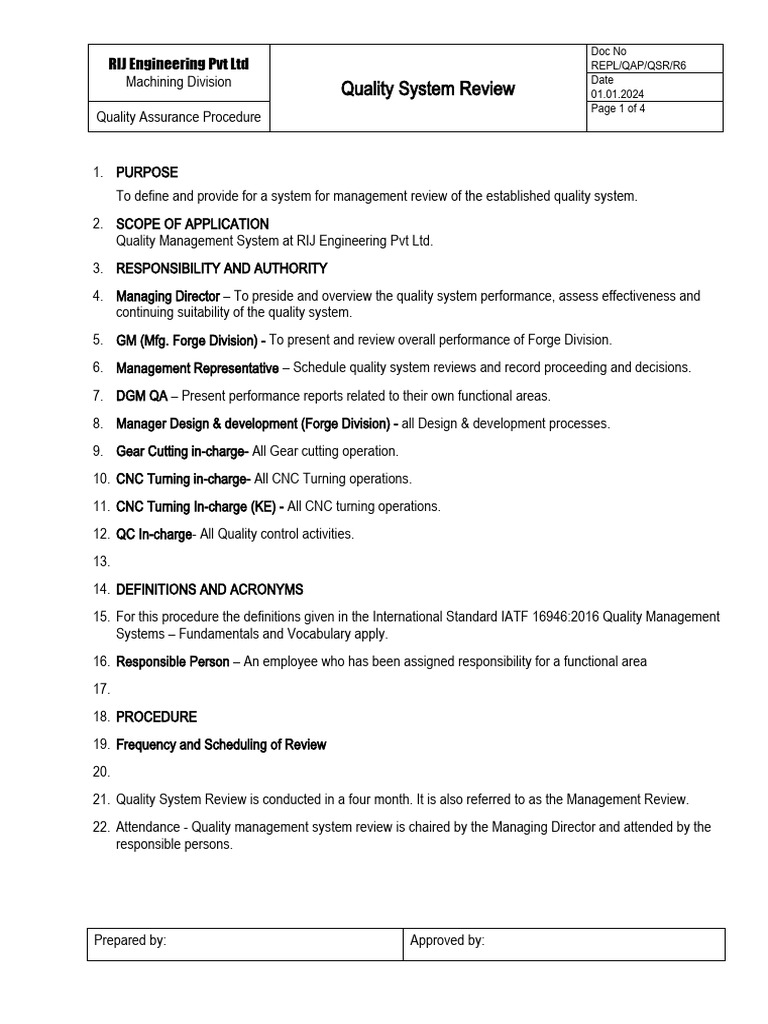 7) Quality System Review | Download Free PDF | Quality Management ...