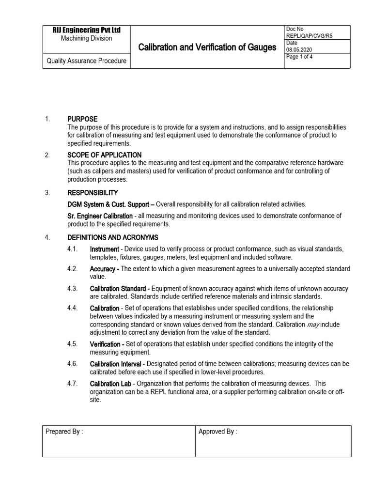 14 Calibration Verification Of Gauges Pdf Calibration Verification And Validation