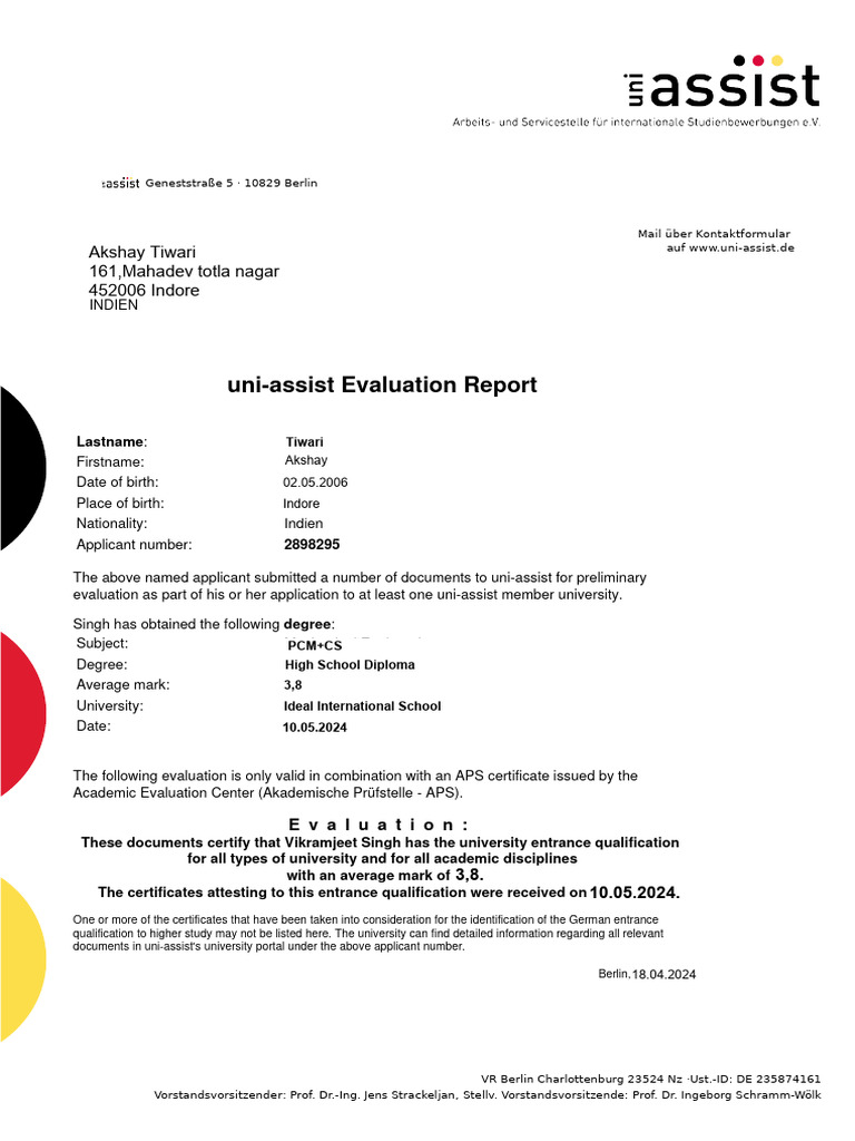 Uni Assist Pruefbericht | PDF | Academic Degree | Qualifications