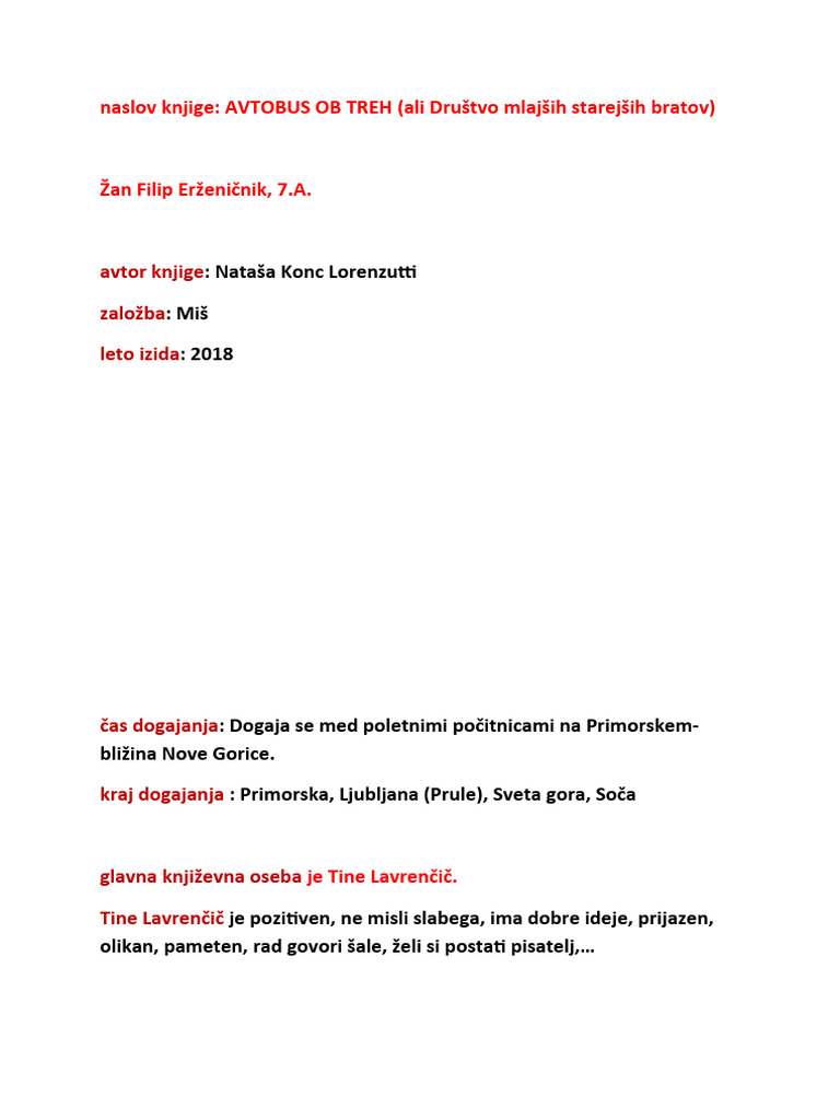 Avtobus Ob Treh | PDF