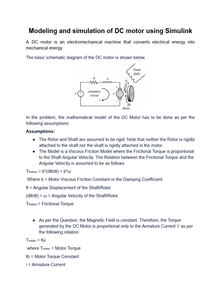 Modeling And Simulation Of Dc Motor Using Simulink Pdf Electric