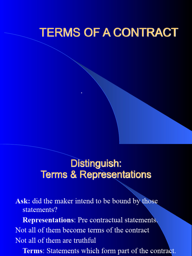 LEC 14 - TERMS OF A CONTRACT | PDF | Contractual Term | Misrepresentation