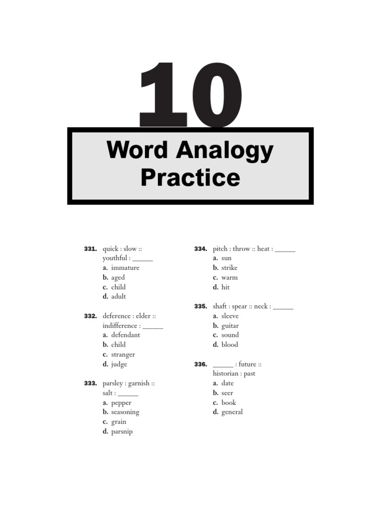 501 Word Analogy Practice Questions | PDF