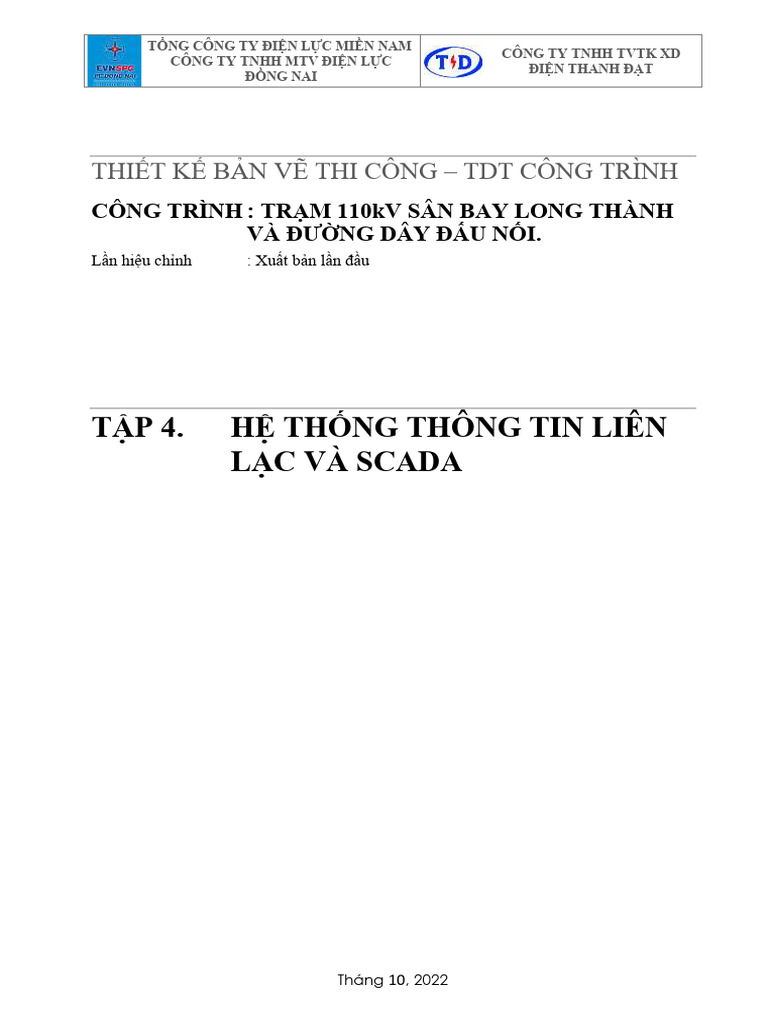 Tap 4 - He Thong TTLL & SCADA - 14.10.2022 | PDF