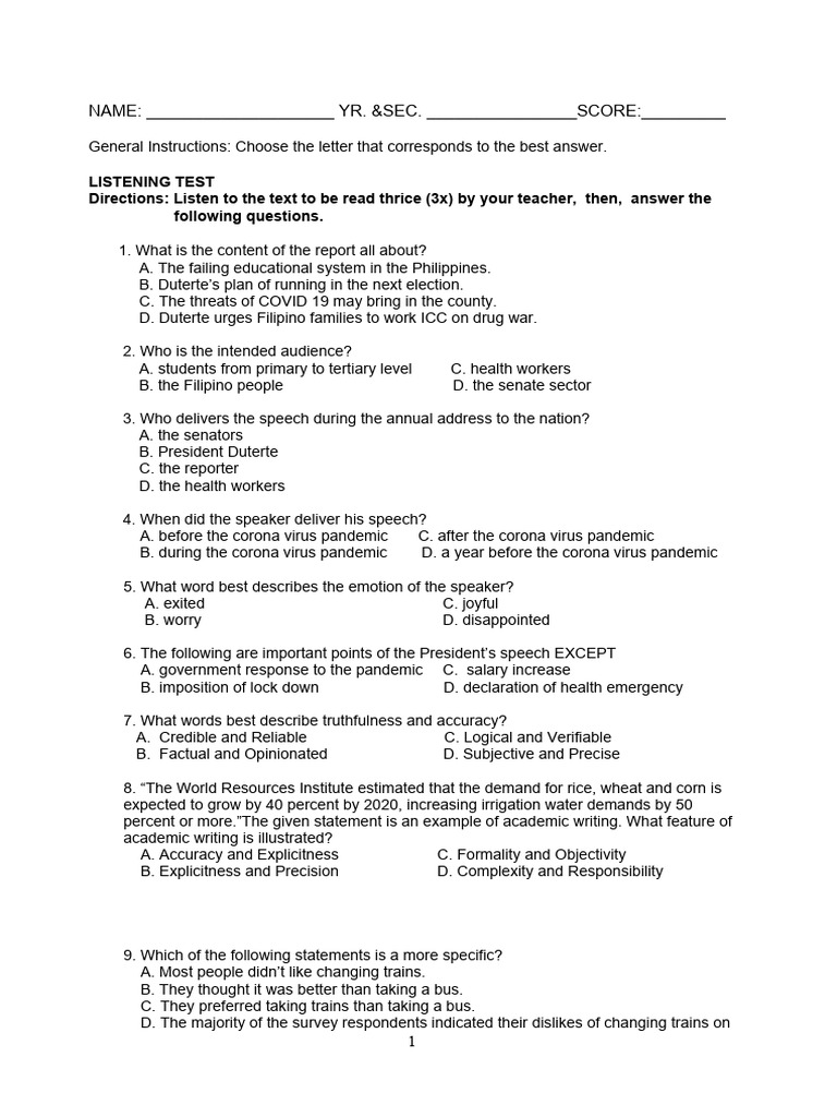 Summative Test - English 7 Q4 | PDF | Truth | Accuracy And Precision