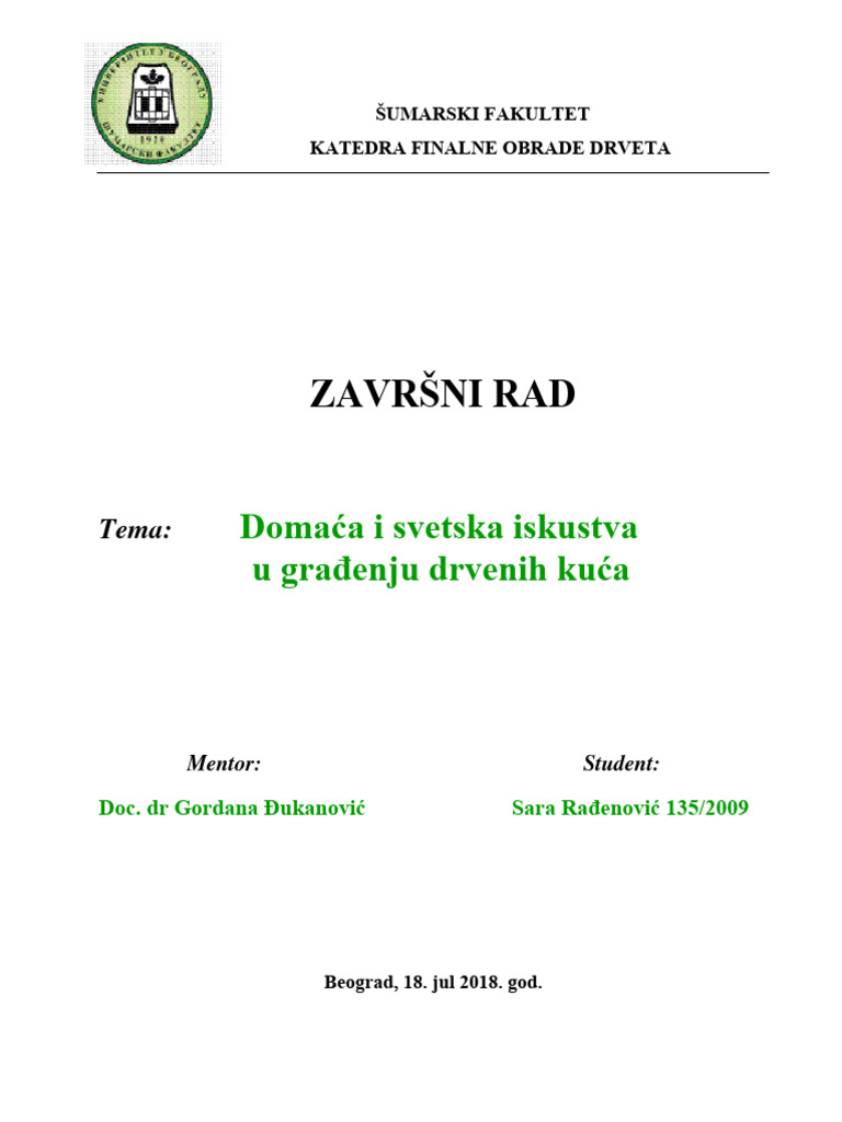 Domaća I Svetska Iskustva U Građenju Drvenih Kuća | PDF