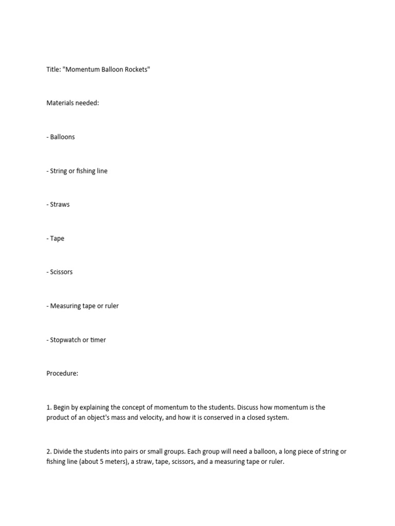 MOMENTUM ACTIVITY | PDF | Collision | Momentum