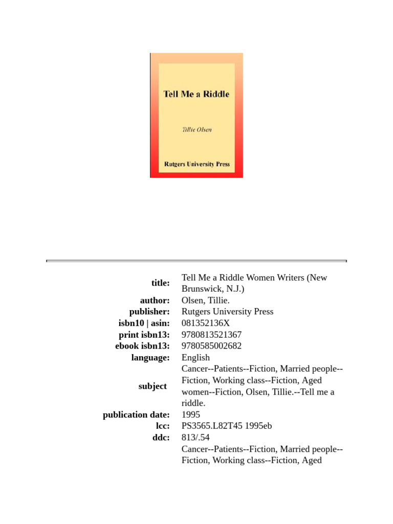 Tell Me A Riddle | PDF