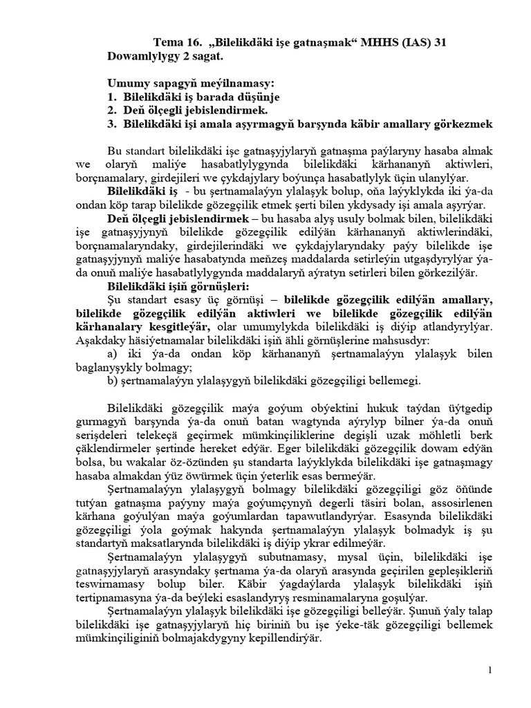 Tema 16 MHHS 31 Bilelikdaki Ise Gatnasmak | PDF