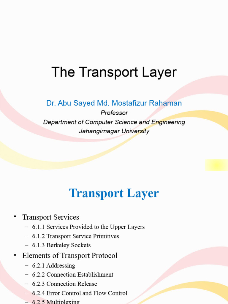 Chapter6 TransportLayer | PDF | Transmission Control Protocol | Network Congestion