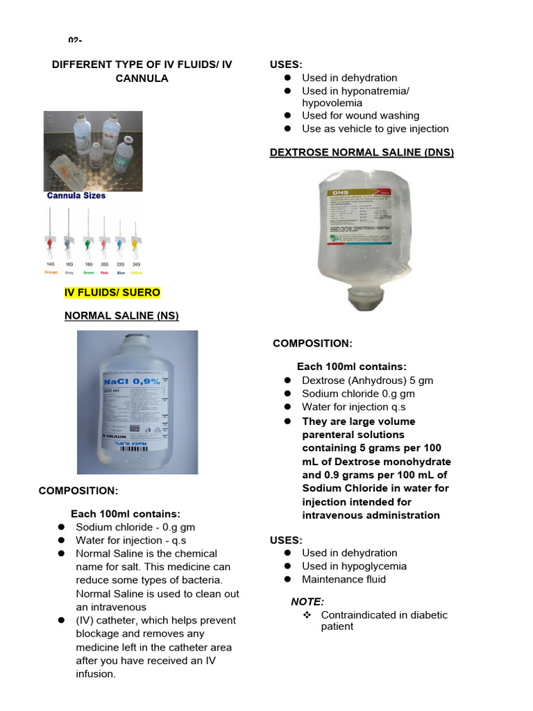 Different Type of Iv Fluids - Iv Cannula 1 | Download Free PDF ...