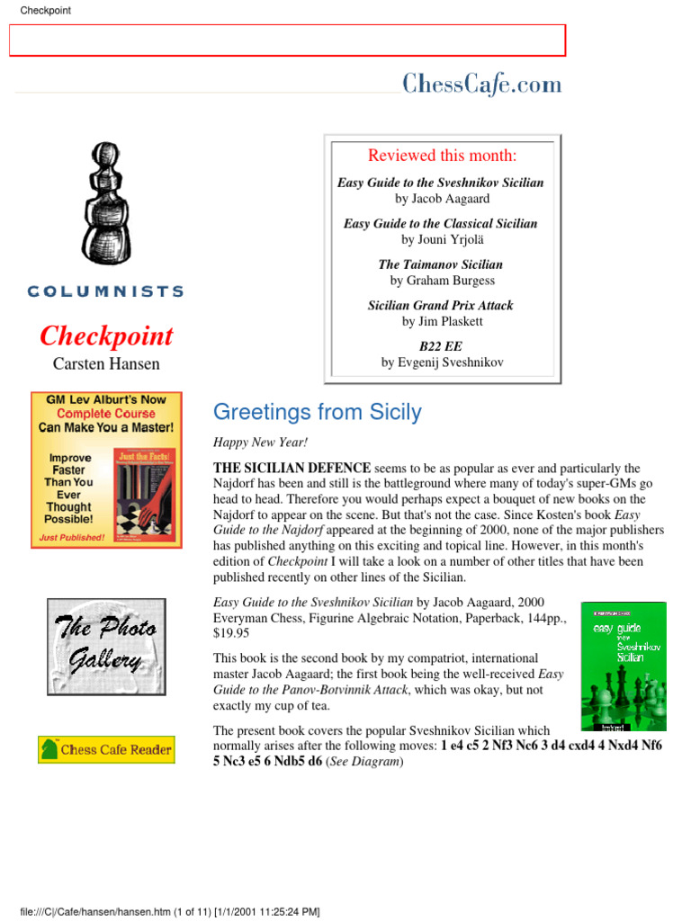 Checkpoint: Greetings From Sicily | PDF | Chess Openings | Traditional ...