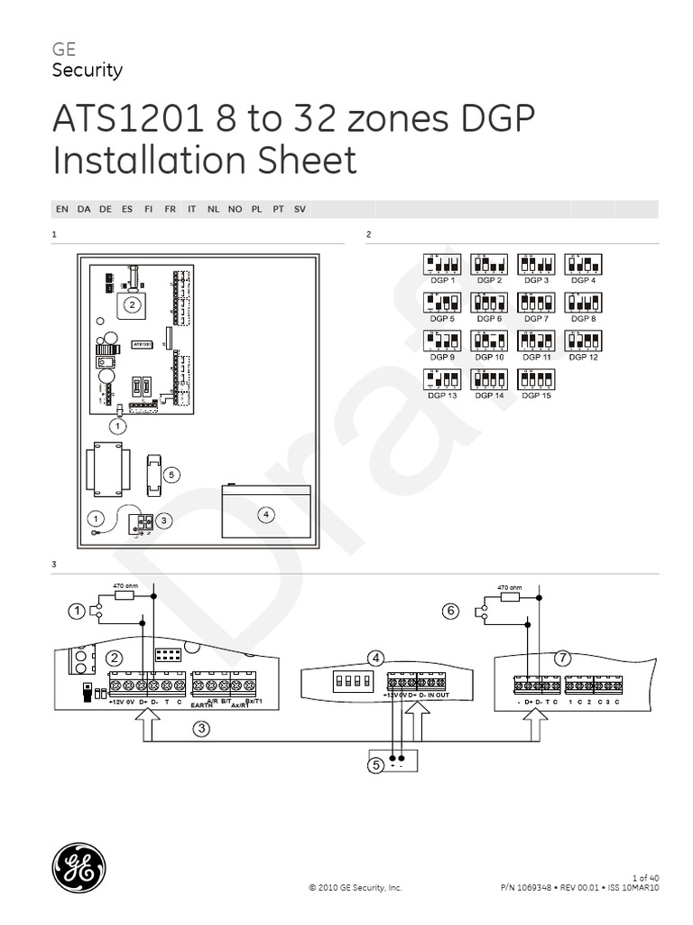 R00.01 ATS1201 8 To 32 Zones DGP Installation Sheet ML | PDF | Relay | Electrical Connector