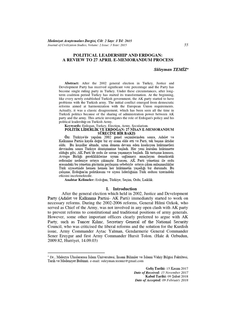 Politik Liderlik Ve Erdogan - 27 Nisan E-Memorandum S - Rec - Ne B - R Baki - ( | PDF | Justice ...